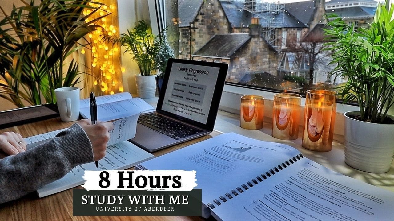 8 HOUR STUDY WITH ME | Background noise, 10-min Break, No music, Study ...