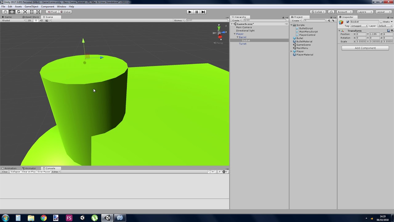 Unity Basic Game Tutorial E03 Shooting A Projectile Youtube