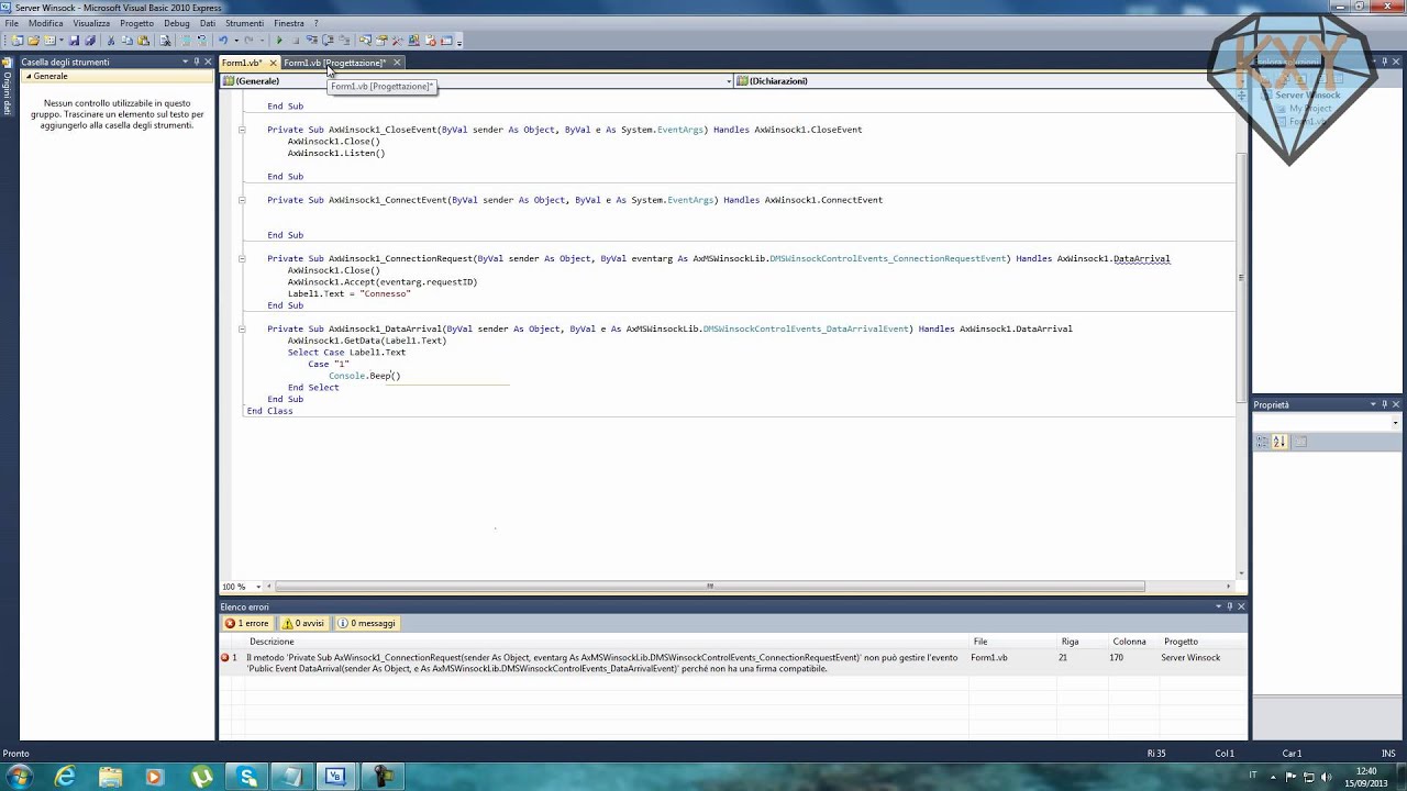 Creare un client/server winsock in vb.net (Parte 2) - YouTube