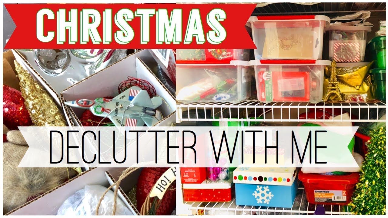 Christmas DECLUTTER with Me 🎄 Christmas Decor Decluttering Process ...