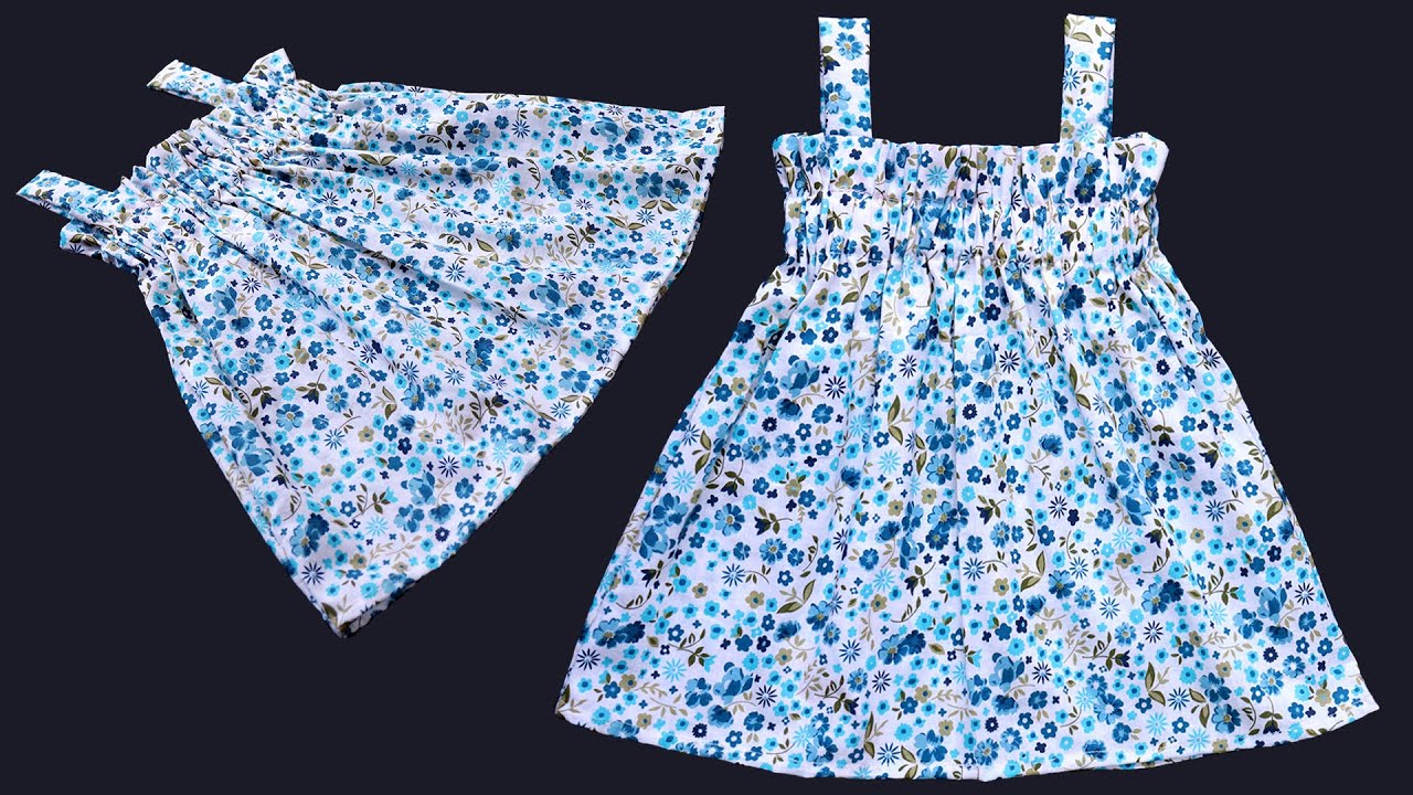 Very Easy Baby Frock Cutting and stitching with Elastic Yoke | Baby ...