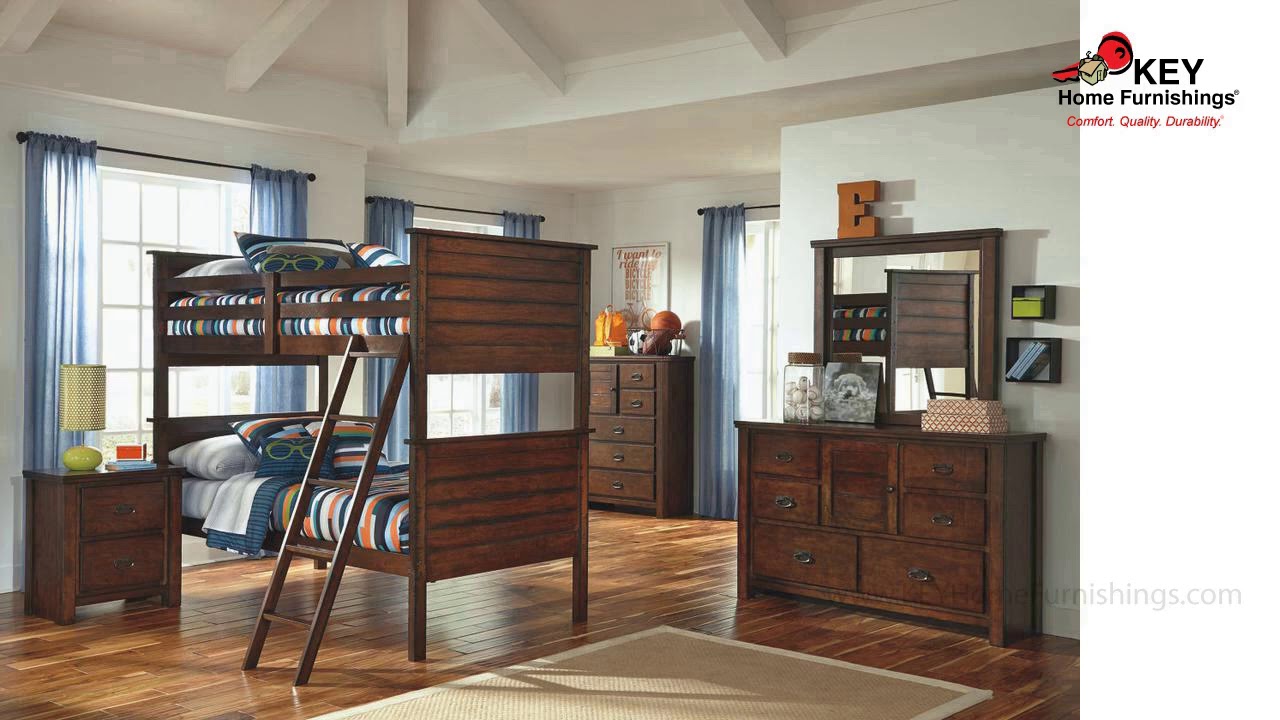 Ashley Ladiville Twin Over Twin Bunk Bed B567TBB | KEY Home - YouTube