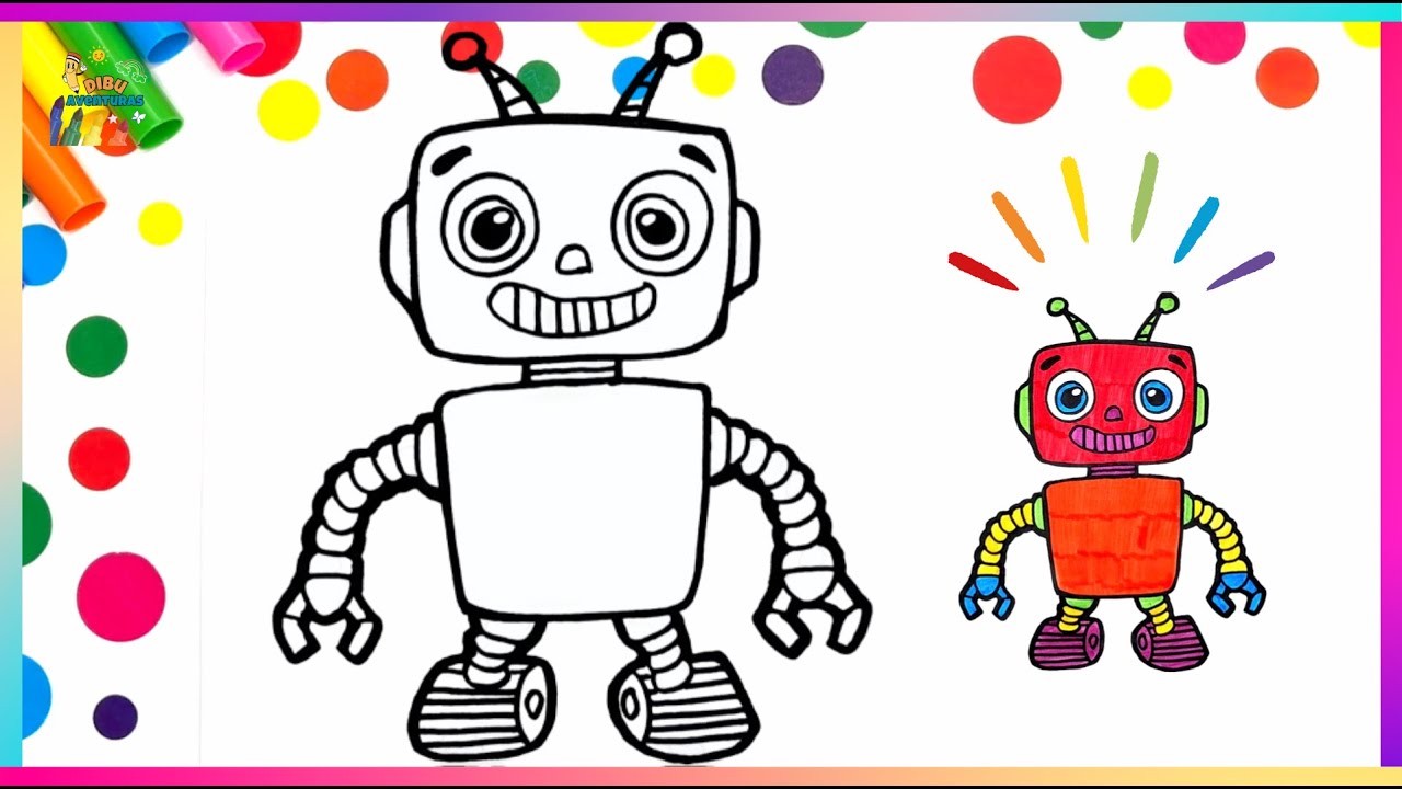 🤖🎨 ¡Dibuja y colorea un lindo robot paso a paso! 🌈🖍️ | Dibujo fácil y ...