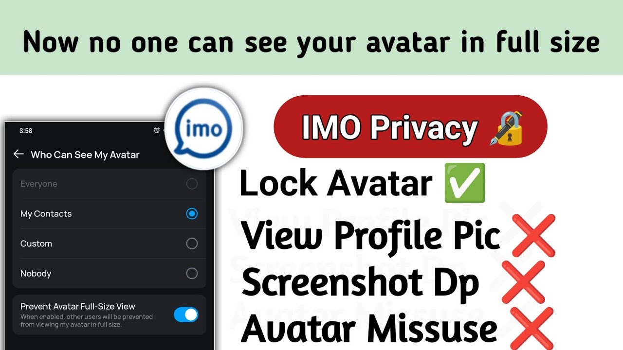 How to Lock Your Avatar in IMO | Prevent Avatar Full Size View imo ...