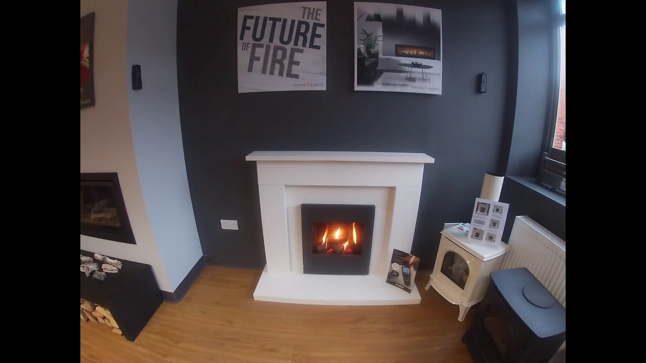 Gazco logic HE log effect working in our showroom - YouTube