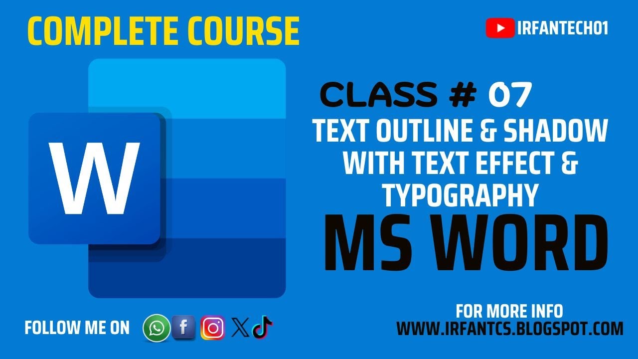 MS Word Text Outline Shadow Full detail [ Text Effect and Typography ...