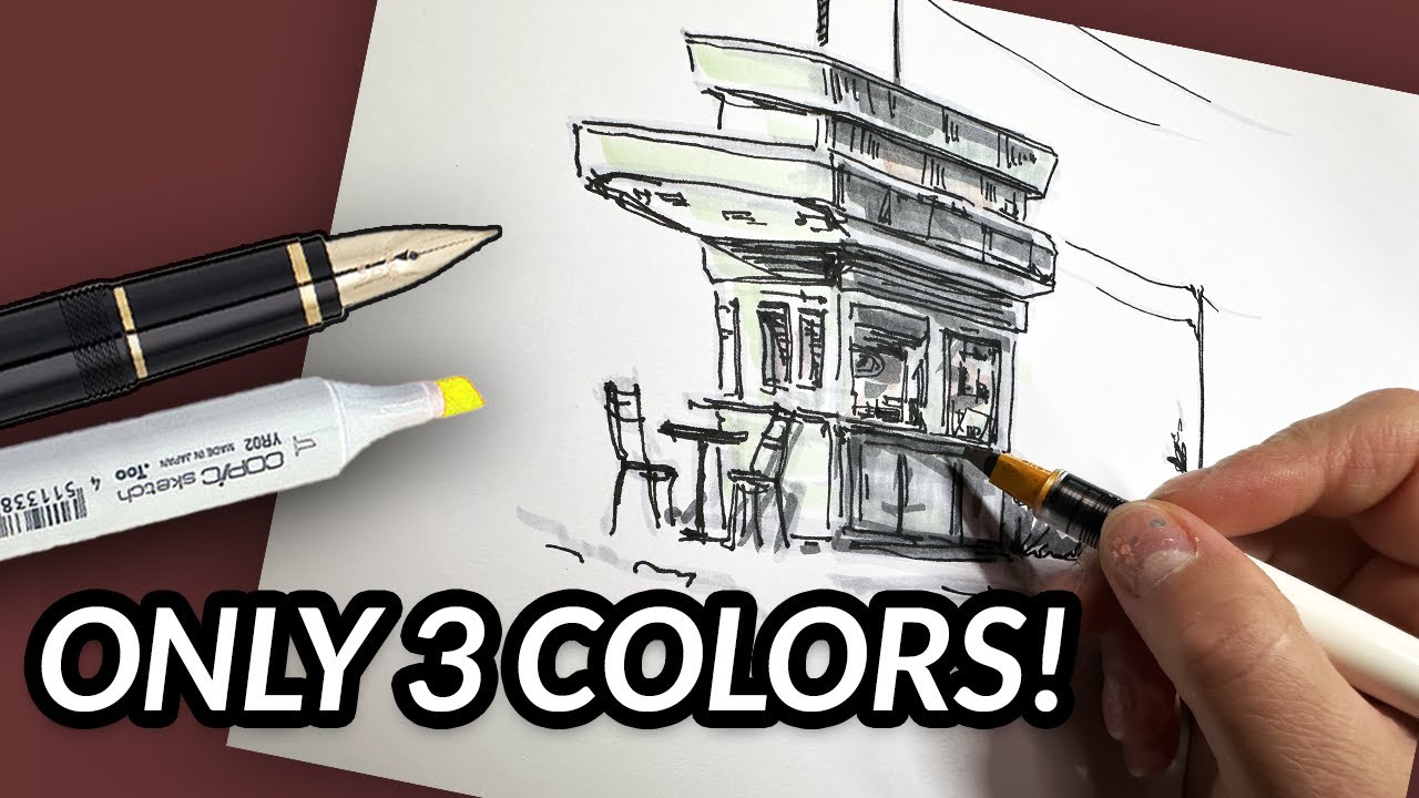 3 COLORS Challenge! Drawing with Limited Supplies (Easy Step-by-Step ...