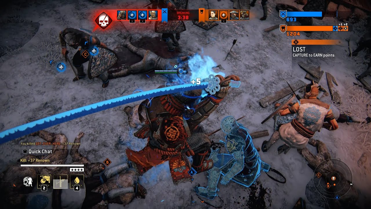 [For Honor] Multiplayer 4V4 Samurai Faction Orochi Gameplay - YouTube