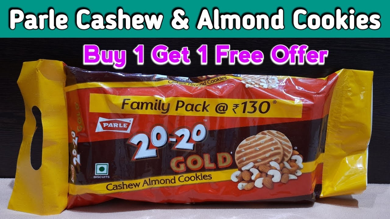 Parle 20 20 Gold Cashew & Almond Cookies Family Pack Review | Cashew ...