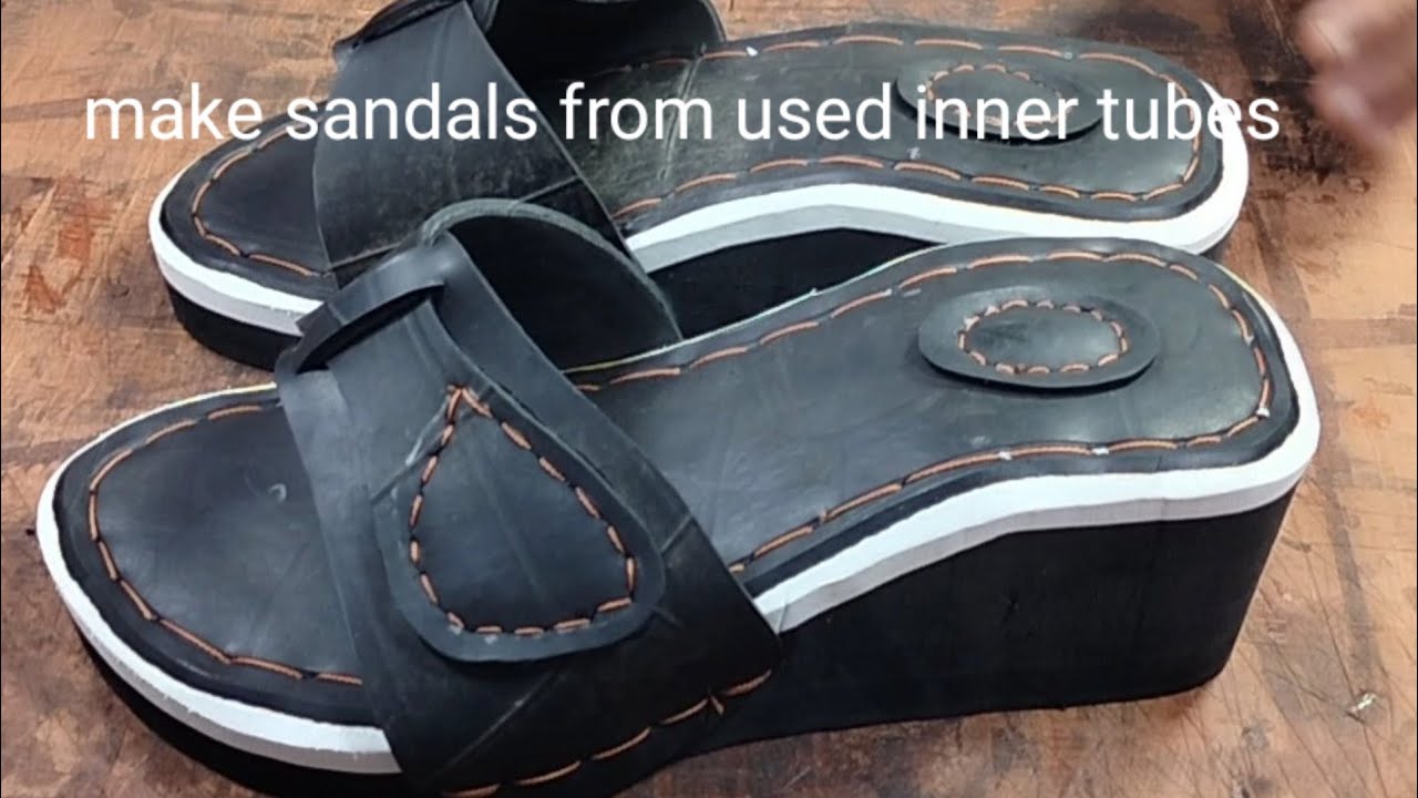Make beautiful wedge sandals with used inner tubes - YouTube