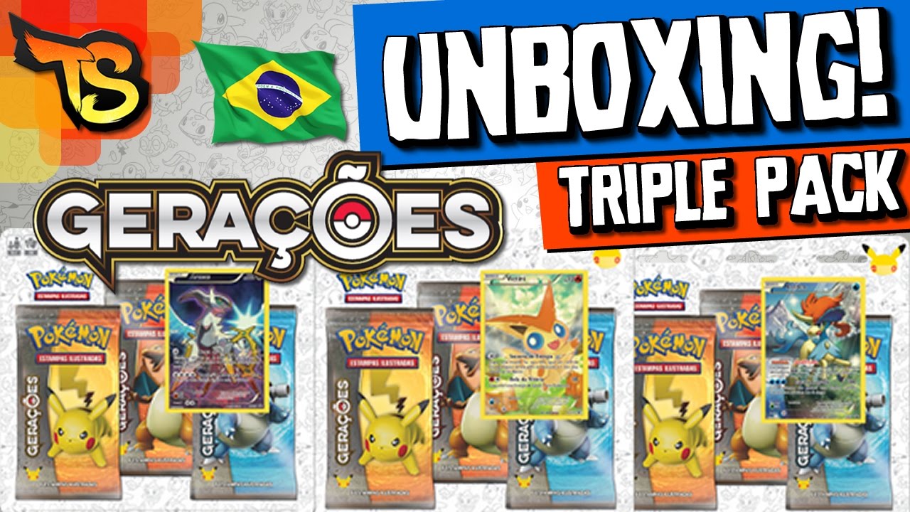 Pokémon TCG - Unboxing Triple Pack Gerações (Victini, Arceus, Keldeo ...