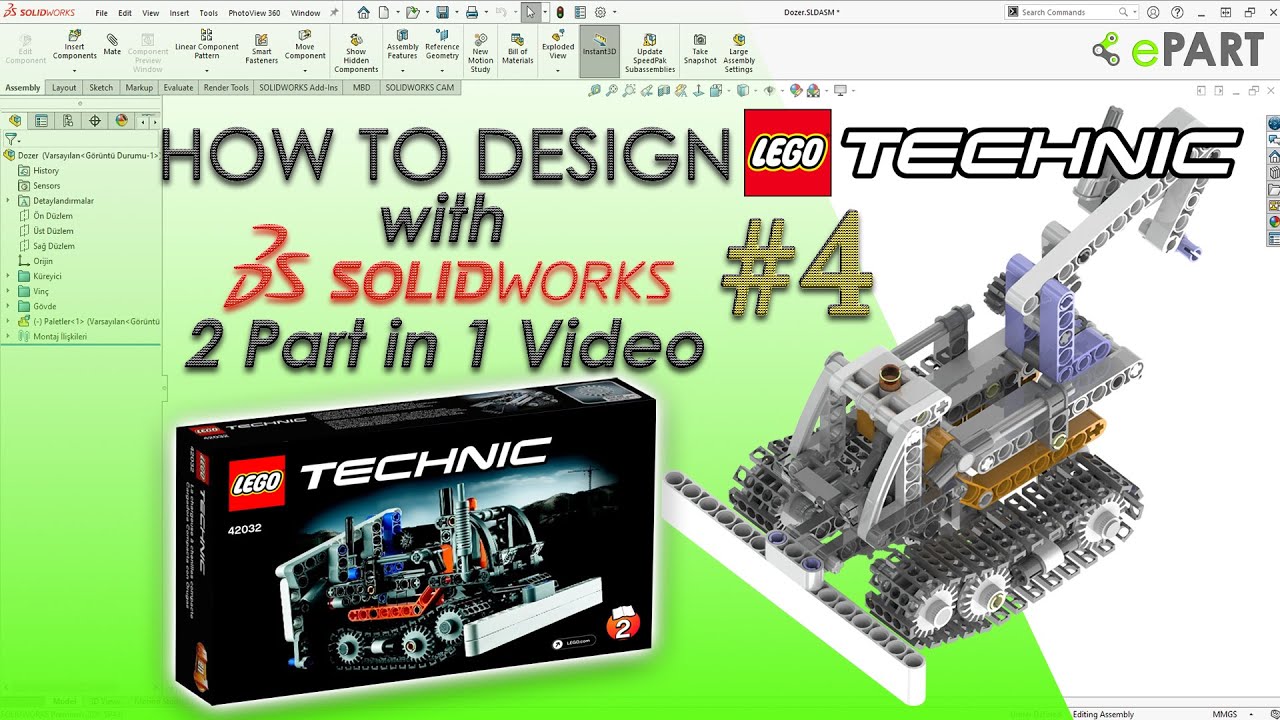 How to Design LEGO TECHNIC 42032 with SOLIDWORKS? #4 - YouTube