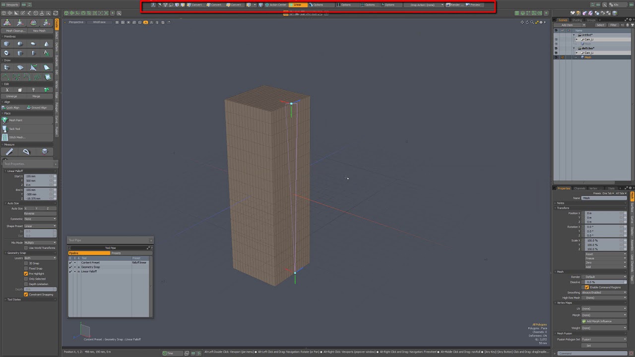 modo TIP : Tool Pipe - Action Centers - Falloffs - YouTube