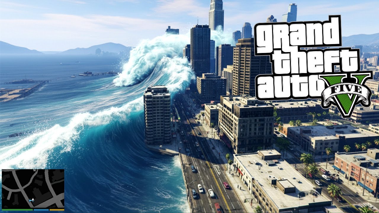 ถ้าน้ำท่วมเมืองจะเป็นยังไง? GTA V Tsunami Mod (คลิปตลก) - YouTube