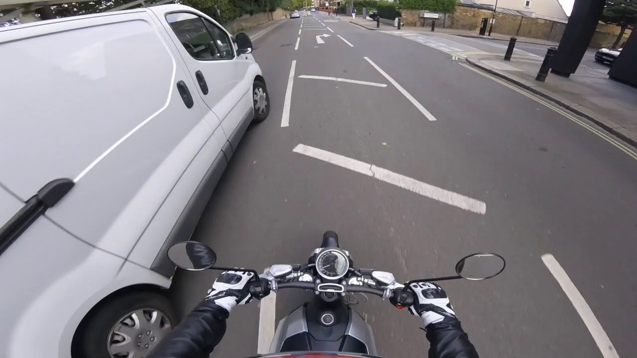 Motorcyclist crazy rant at van driver - YouTube