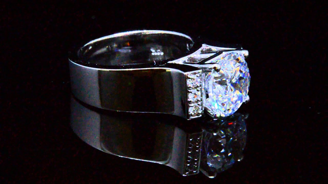 Tension Setting w/ Pave Natural Diamond Engagement Ring - YouTube