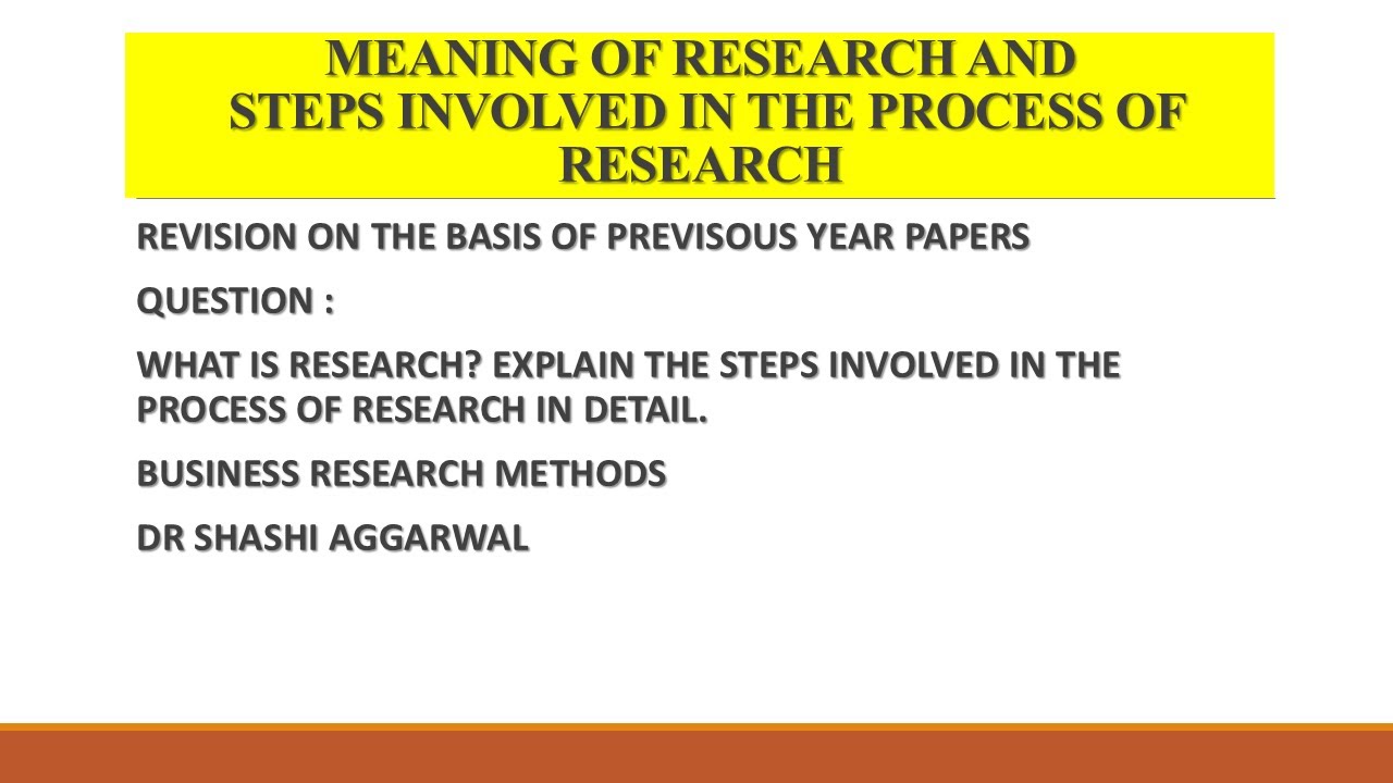 MEANING OF RESEARCH AND STEPS OF THE PROCESS OF RESEARCH - YouTube
