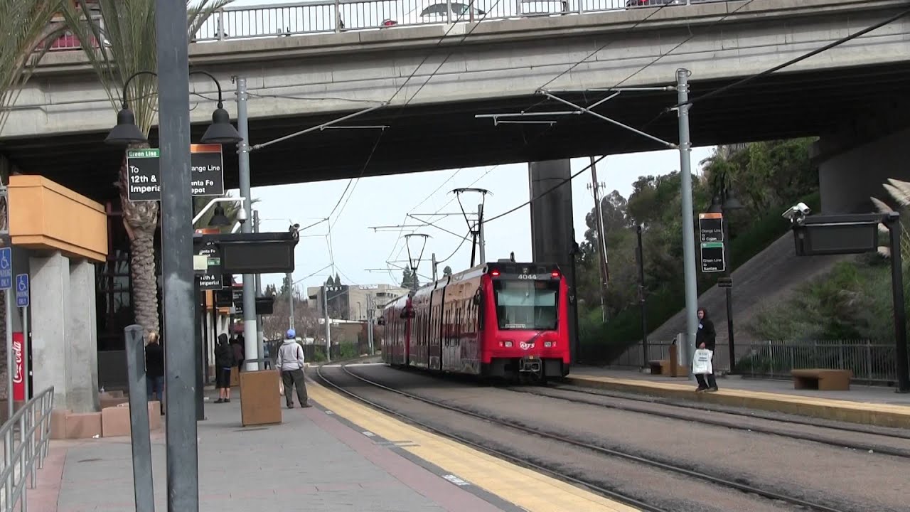 MTS Trolley - Siemens S70 #4044 Orange Line Departing Grossmont - YouTube