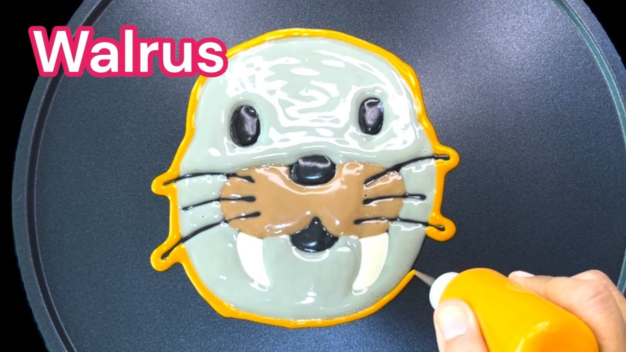 How to draw Walrus Pancake - Animal Cartoon, Pancake Art ...
