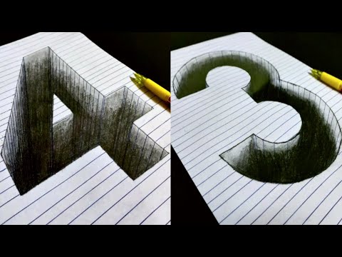 How to Draw 3d Drawing Number 4 & 3 | Easy Pencil Drawing Videos ...