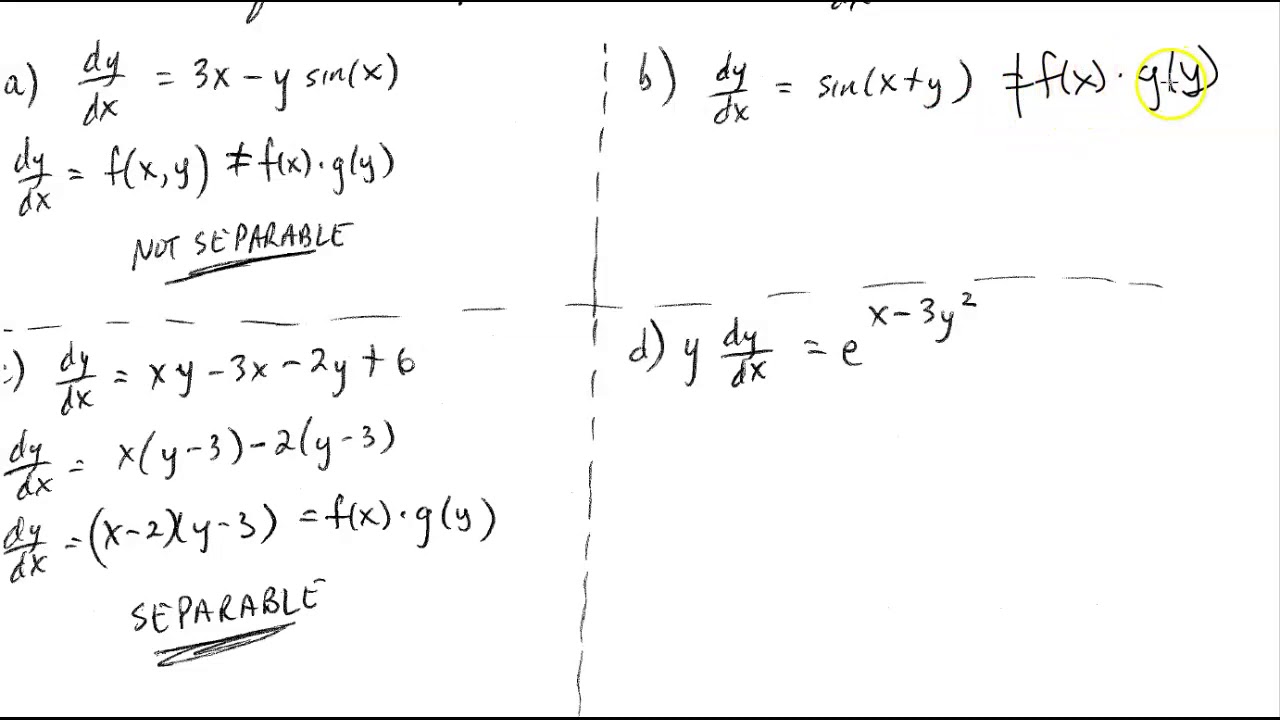 Separable Equations (Definition and Examples) - YouTube
