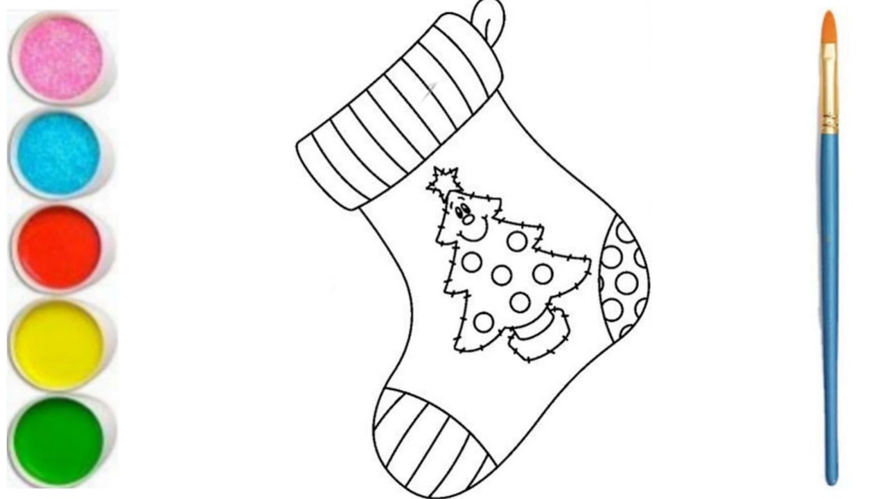 Christmas socks🧦Easy Drawing, Colouring & Painting for Kids, Toddlers ...