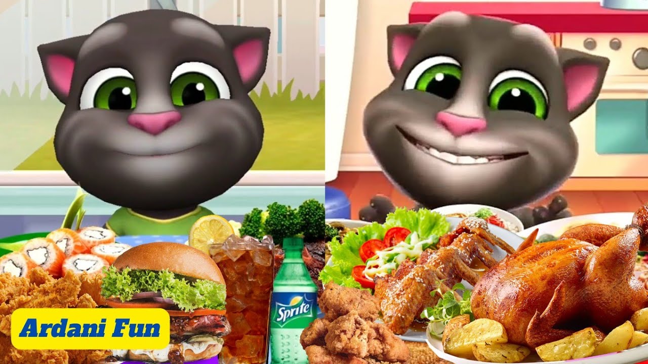 Asmr With My Talking Tom | Mukbang Chiken Wings,Sushi,And Fried Fish # ...