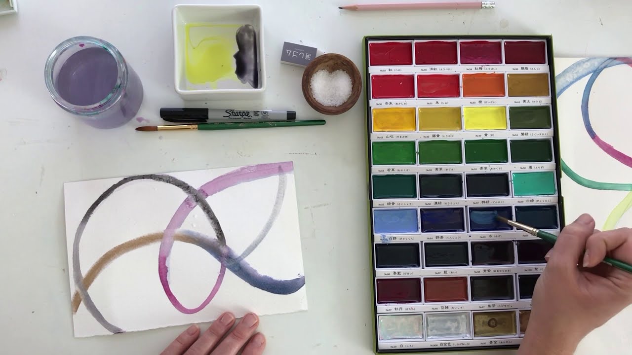 Abstract Lines: watercolor painting tutorial - 5 minute - YouTube