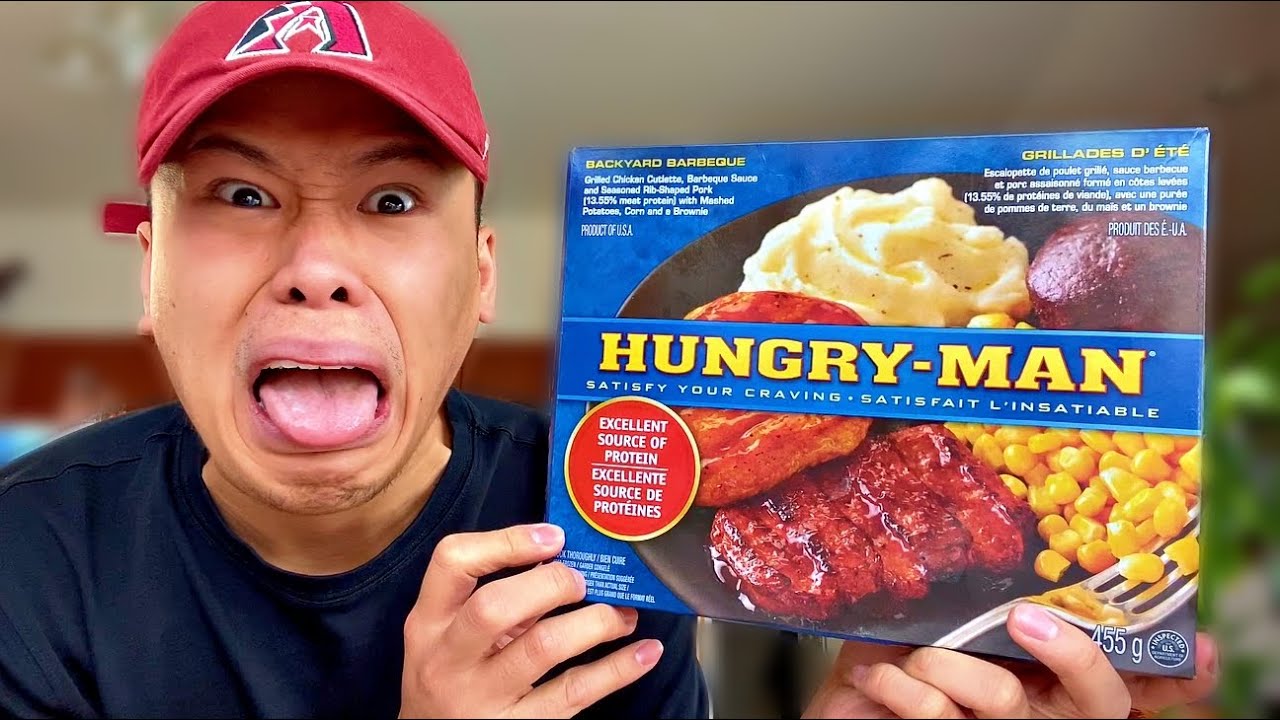 Eating 10 Year Old HUNGRY-MAN Frozen Dinner... - YouTube