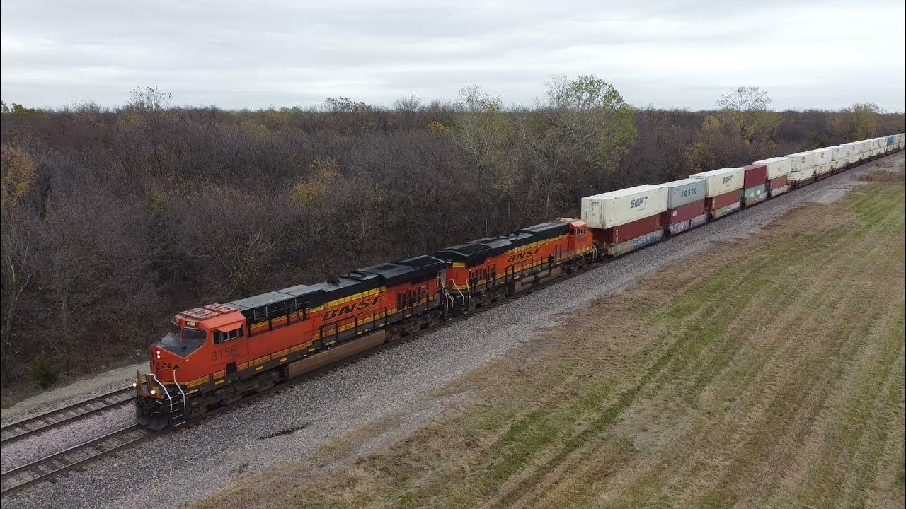 Westbound BNSF 8156/6555, Intermodal Train, "Cherokee Sub" Tulsa, OK, 11-27-2021, DJI - YouTube