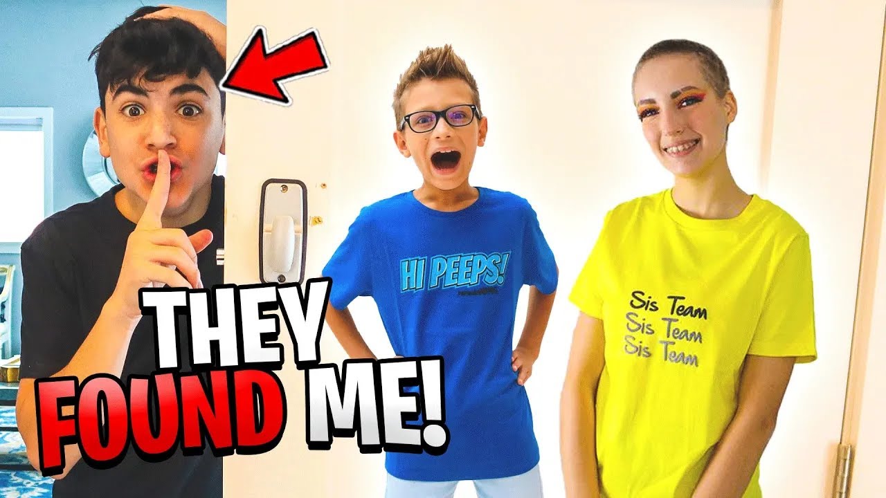 24 HOUR CHALLENGE IN SIS VS BRO HOUSE!! *OMG THEY FOUND ME* - YouTube