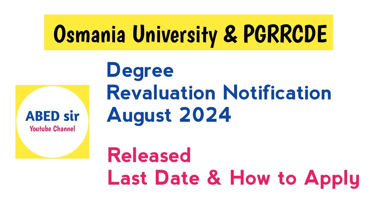 OU Degree Revaluation Notification August 2024 Released Last Date & how ...