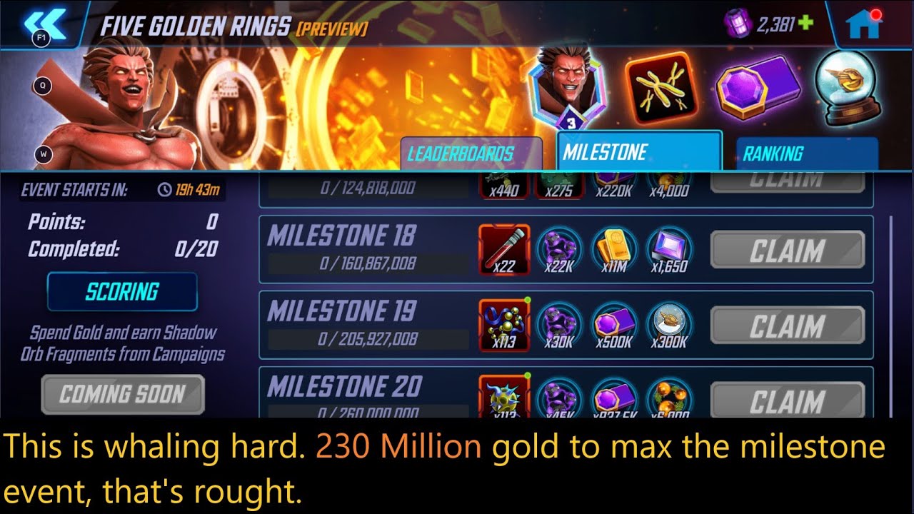 Marvel Strike Force - Hold your wallets (gold spending milestone event ...