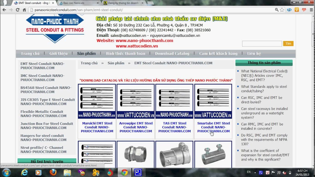 Ống thép luồn dây điện EMT Panasonic- steel conduit NANO PHƯỚC THÀNH ...