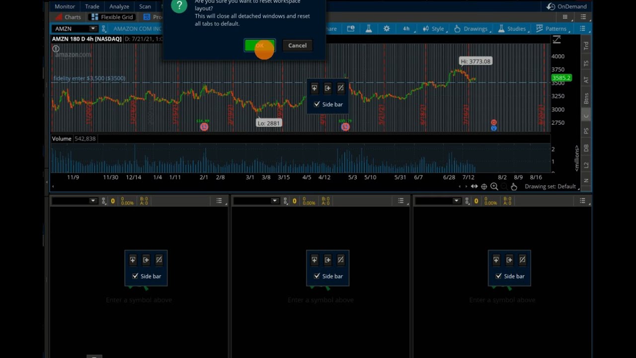 Think or Swim (ToS), Linux, Expansion Area increases value, After Reset ...