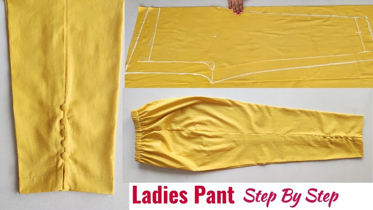 Ladies Pant Trouser Cutting and Stitching Step by Step | Pant Cutting ...