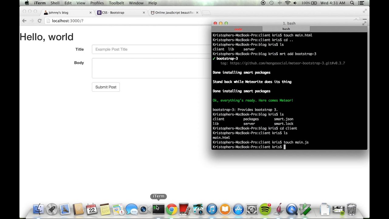 Creating a Blog with Meteor.js - Part 1. - YouTube
