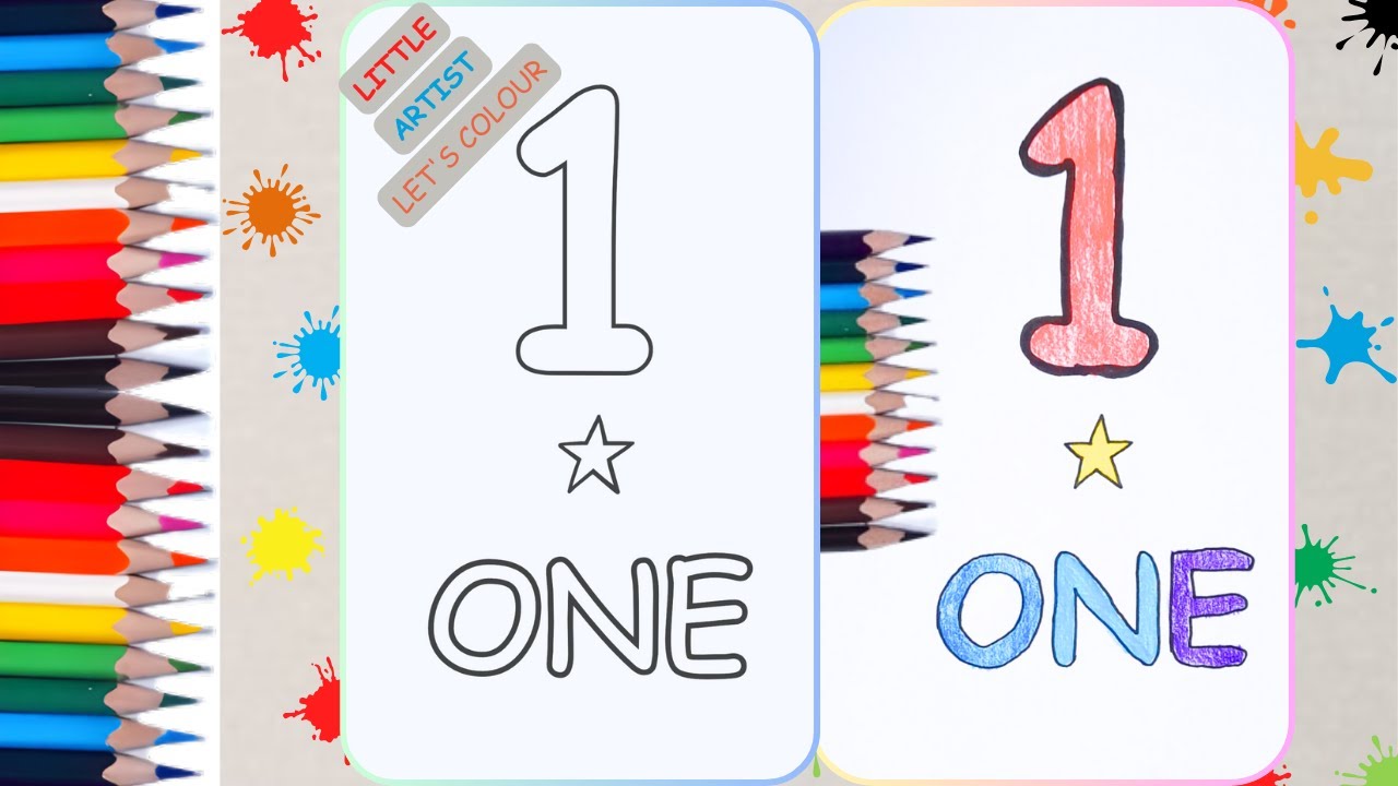 Coloring Numbers : Number 1 with the Colourful Kids Journey - YouTube