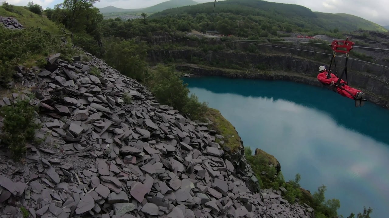 Zip World - Velocity 1 Zip Line ( Penrhyn Quarry ) - YouTube