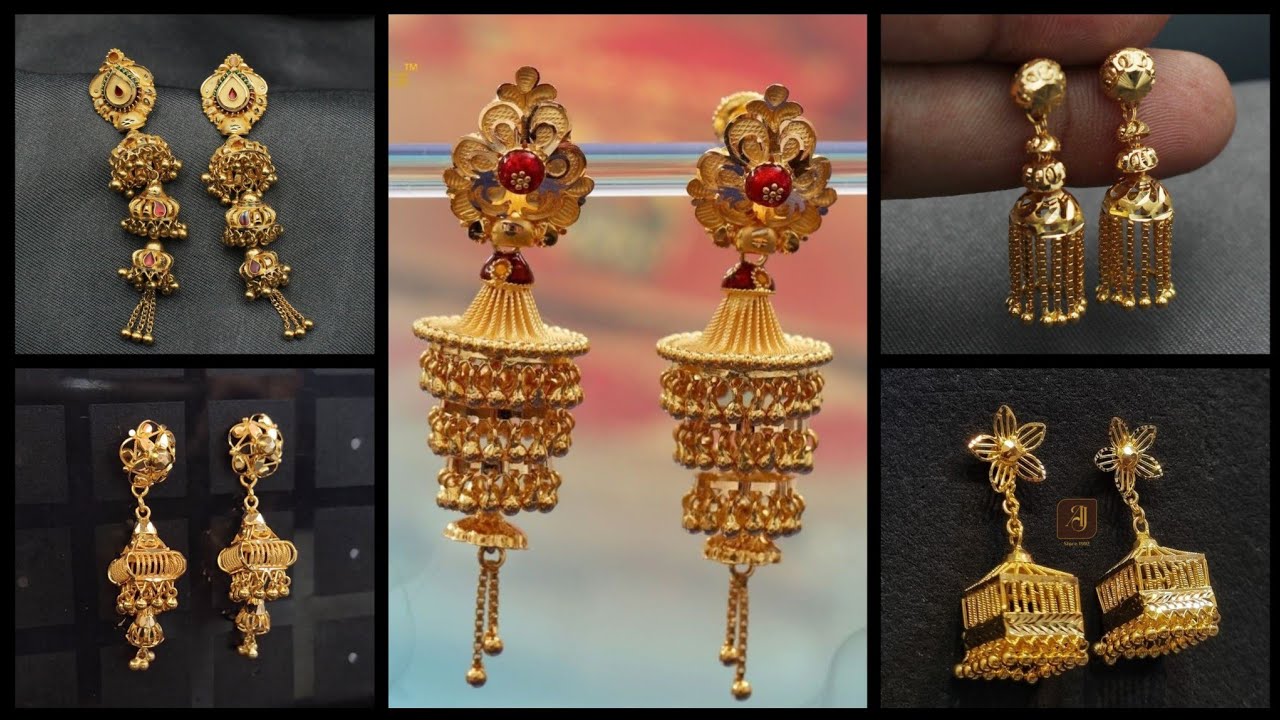fancy 22 carat gold Jhumki design idea 💞 earring Jhumki design ...