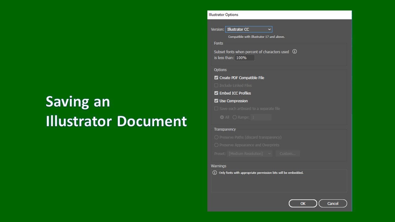 Saving an Illustrator Document - YouTube