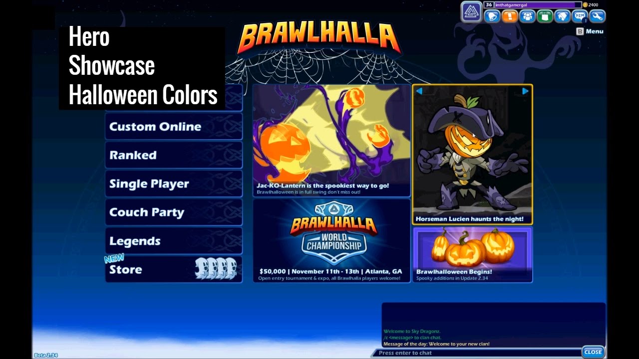 I'M THE WORST IN 1v1 USING HALLOWEEN COLORS | Brawlhalla Hero Showcase ...