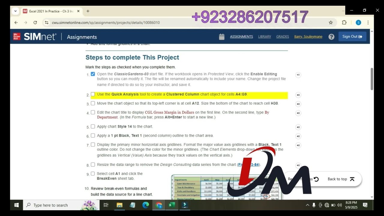 Excel 2021 In Practice - Ch 3 Independent Project 3-4|Assignment SIMnet ...