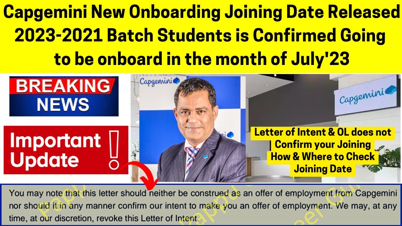 Capgemini Confirmed June-July'23 Phase Onboarding & Joining Date ...