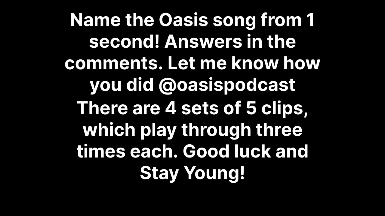 The 1 Second Oasis Quiz! - YouTube