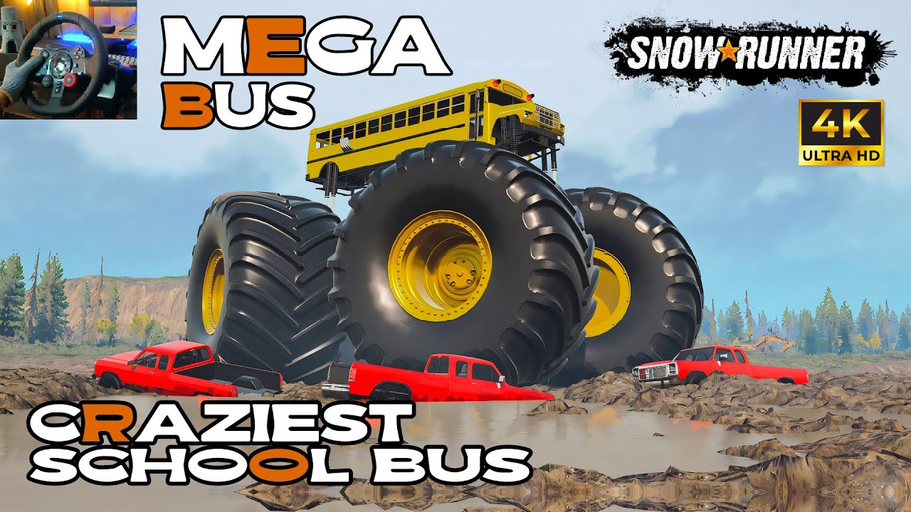 SnowRunner - Craziest School Bus Ever! Ultimate Mega Bus | Monster ...