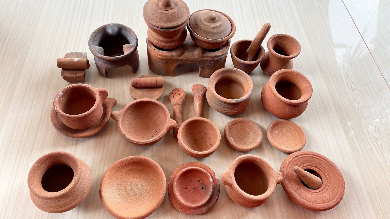 Miniature Clay Kitchen Set Unboxing | Mini Cooking | clay Real kitchen ...