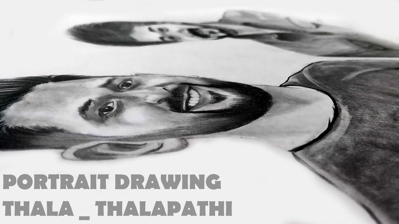 Thala Thalapathi on single Frame | Portrait Drawing | Timelapse Video ...