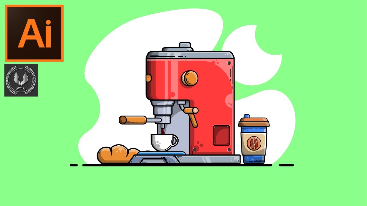 Adobe Illustrator CC Tutorial - Coffee Maker illustration Design - YouTube