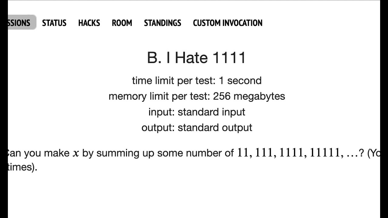 I Hate 1111 Solution (Codeforces Round #723) - YouTube